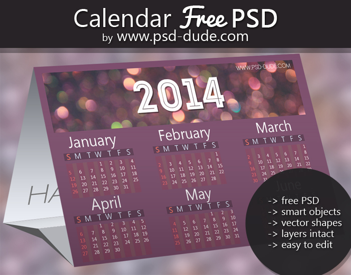 Calendar Photoshop PSD Free Template PSDDude